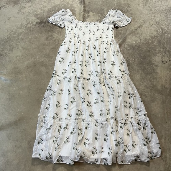 Dresses | Opt Cypress Dress Womens Size Xl White Floral Smocked Top ...